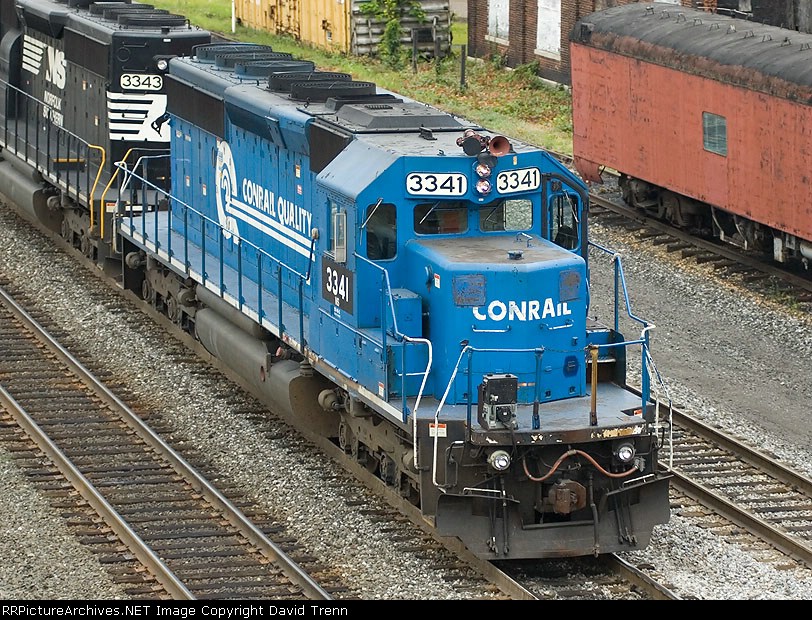 NS 3341 (EX-Conrail 6376) adds some breaking power to this NS train.